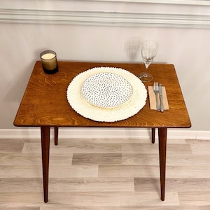 Rectangle Walnut Wood Small Dining Table, Space Saving Narrow Kitchen ...
