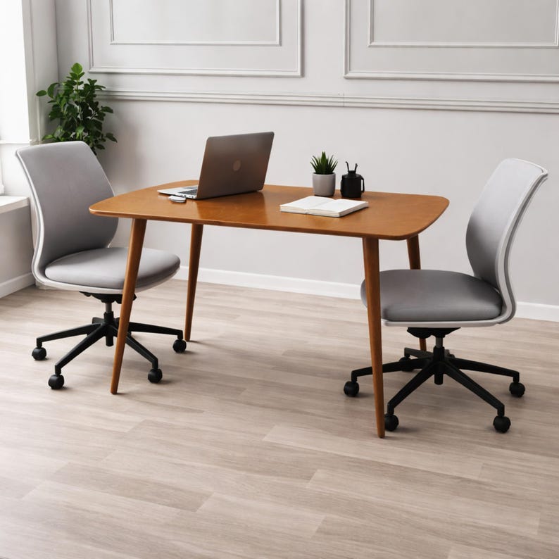 Oval Wooden Computer Desk, Mid Century Modern Small Space Laptop Home ...