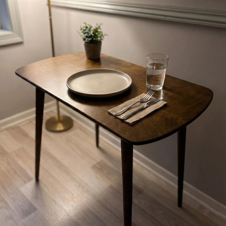 Oval Computer Desk Table, Mid Century Modern Small Space Wooden Laptop ...