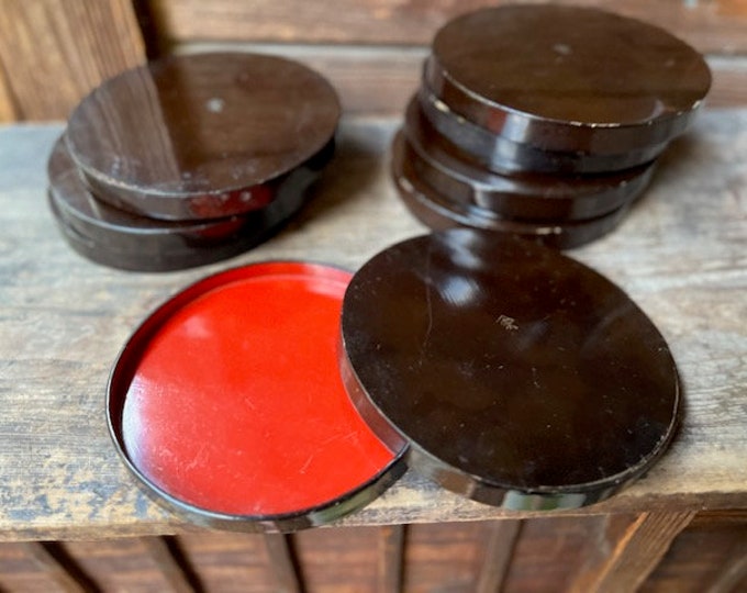 Two Sets of 8 Antique Japanese Flat Lacquer Plates - Etsy