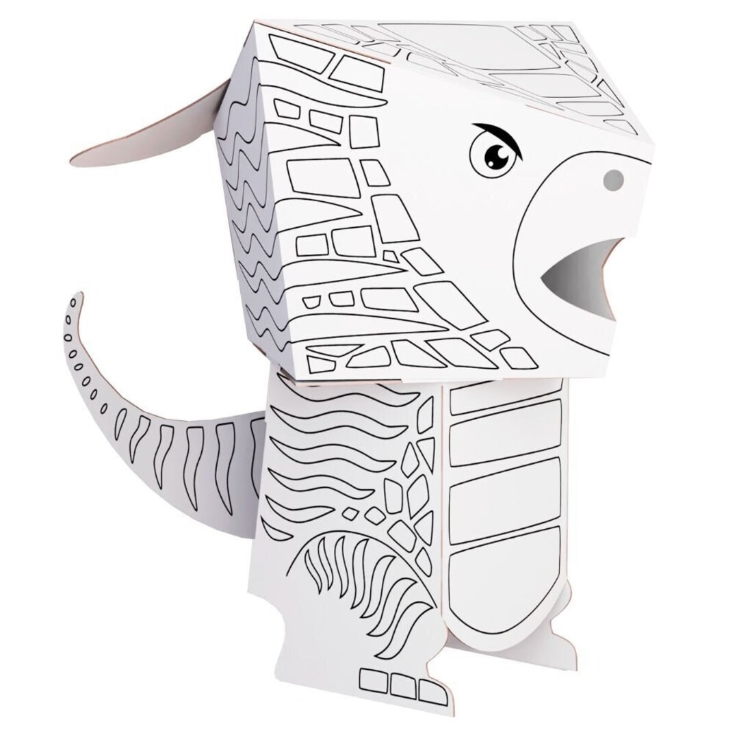 Paper Figure Cube Head Dino D8 for Coloring 3D Parasaurolophus - Etsy