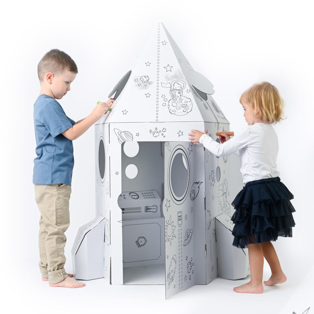 Rocket With Cockpit Large Made of Cardboard to Build and Color NEW ...