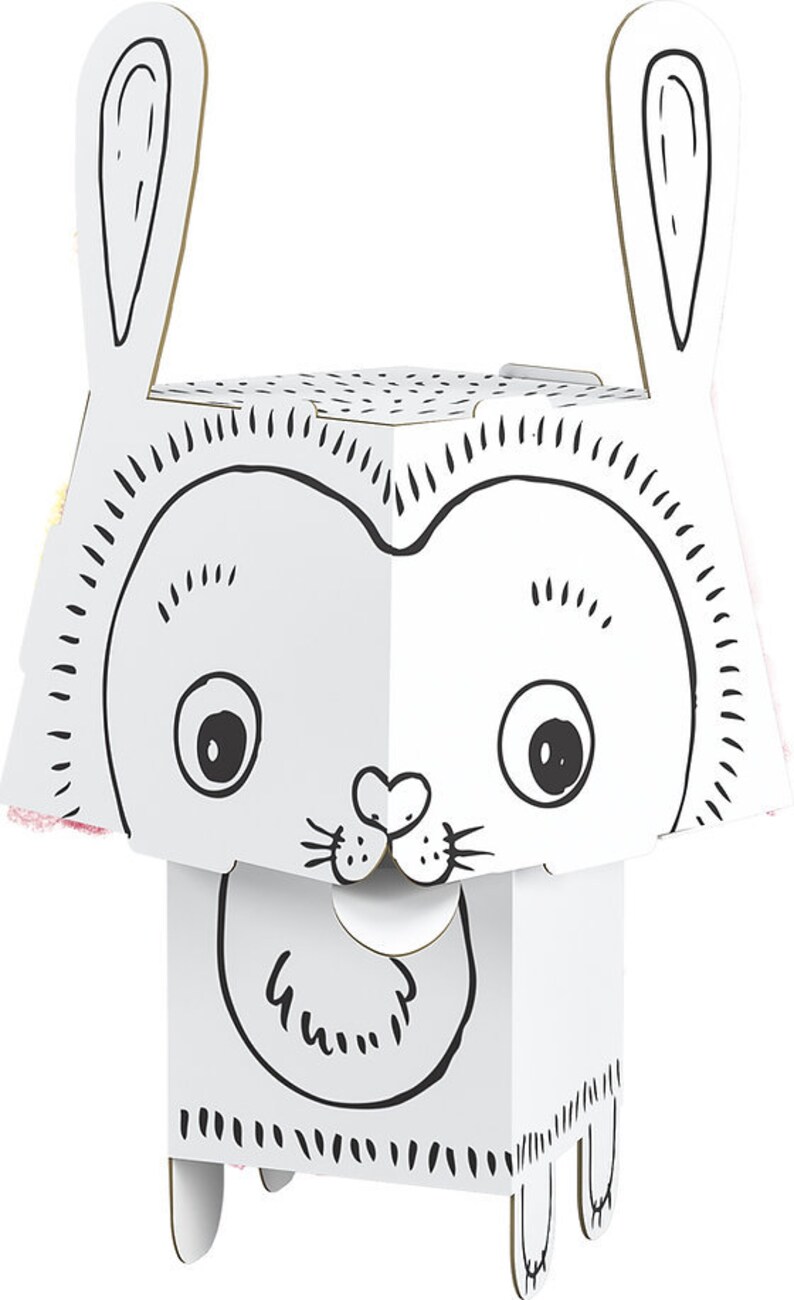 Paper Figure Cube Head for Coloring 3D Rabbit 24.5 X 14 X 14 Cm - Etsy