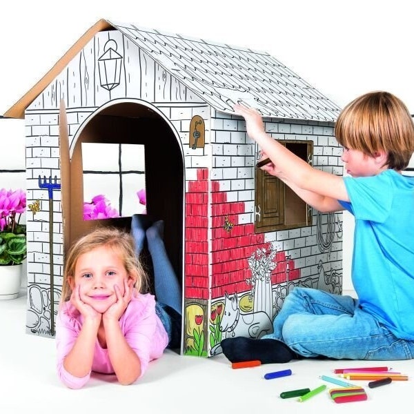 Cardboard Coloring House - Etsy