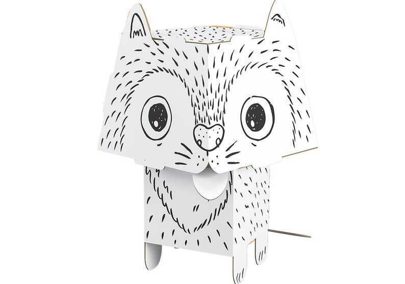Paper Figure Cube Head for Coloring 3D Cat 16.5 X 22 X 18 Cm - Etsy ...