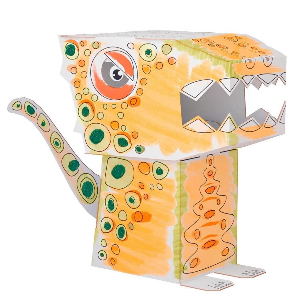 Paper Figure Cube Head Dino D5 Coloring Velociraptor - Etsy