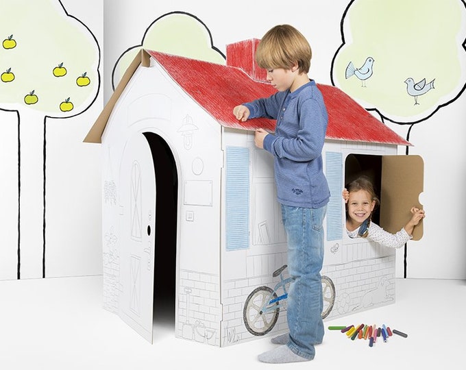 Cardboard House Playhouse Your House Made of Cardboard to Color in XXL ...