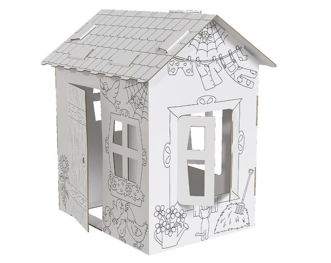 Walk-in Cardboard House Playhouse Flower House XXL House Made of ...