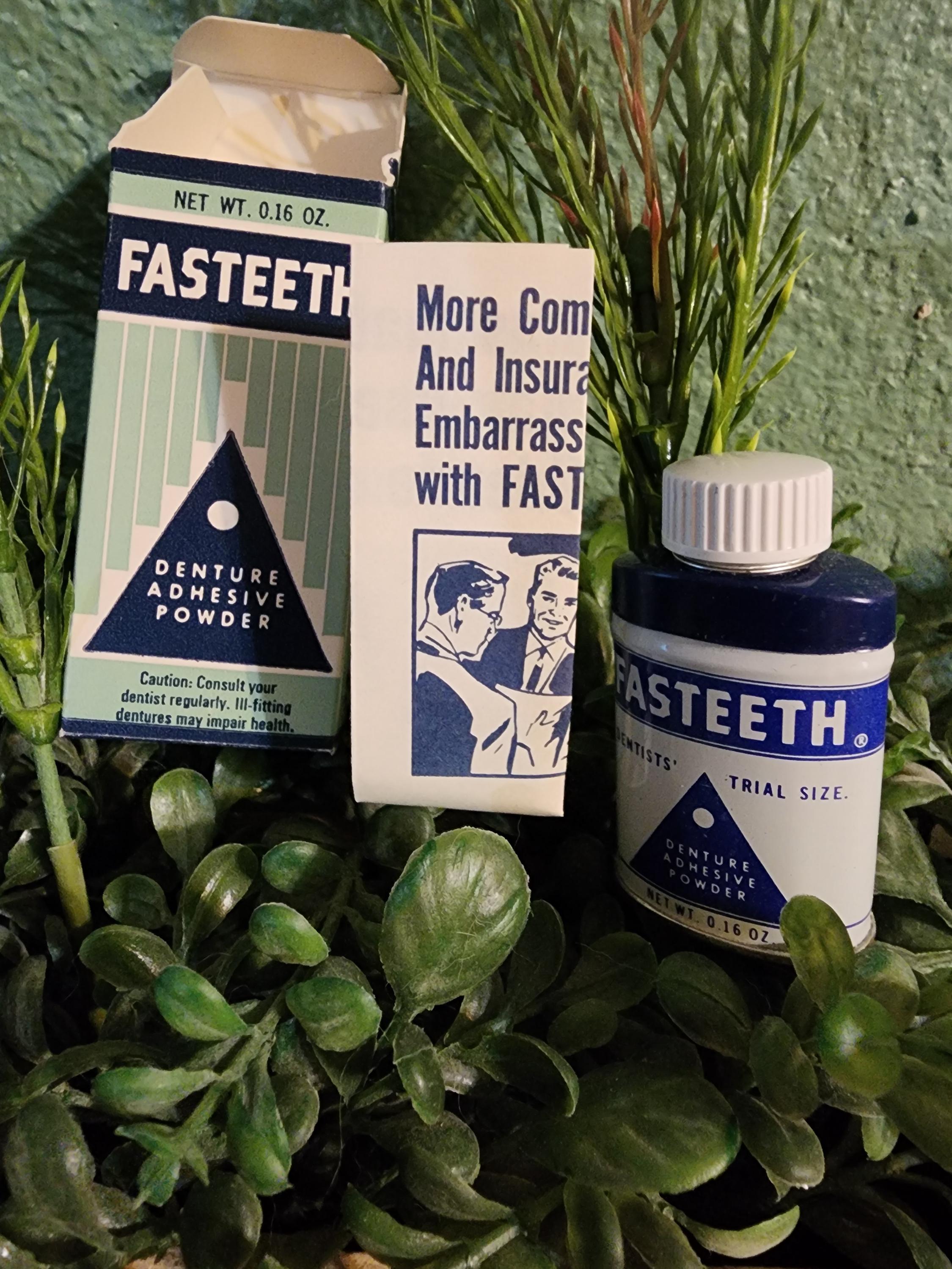 Vintage Trial Size Fasteeth Denture Adhesive Powder - Etsy