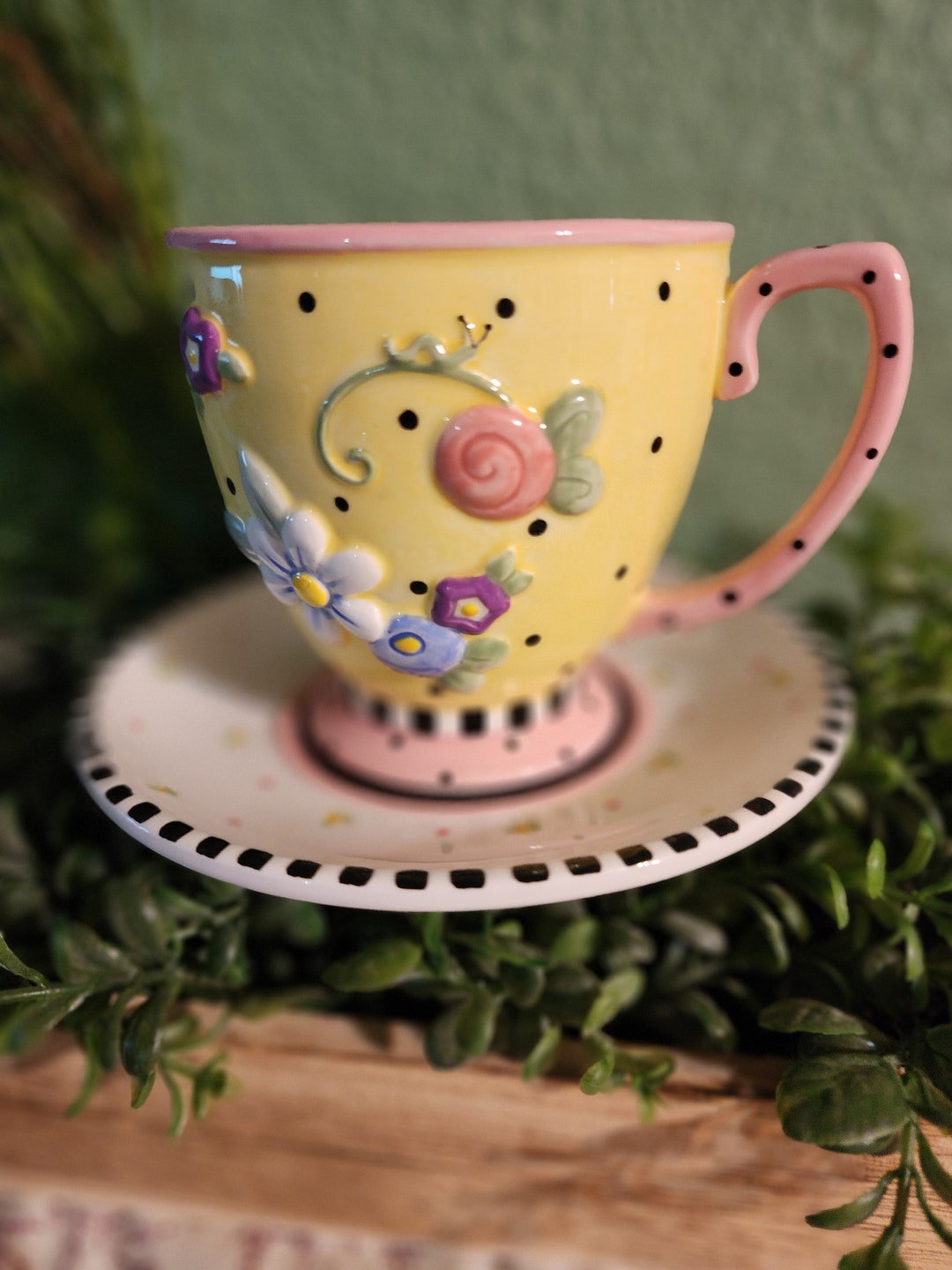 MARY ENGELBREIT Meadow Teacup and Saucer - Etsy