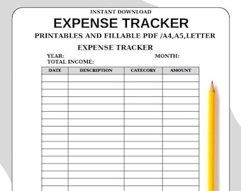 Expense Tracker, Spending Tracker, Expense Log, Purchase Log, Budget ...
