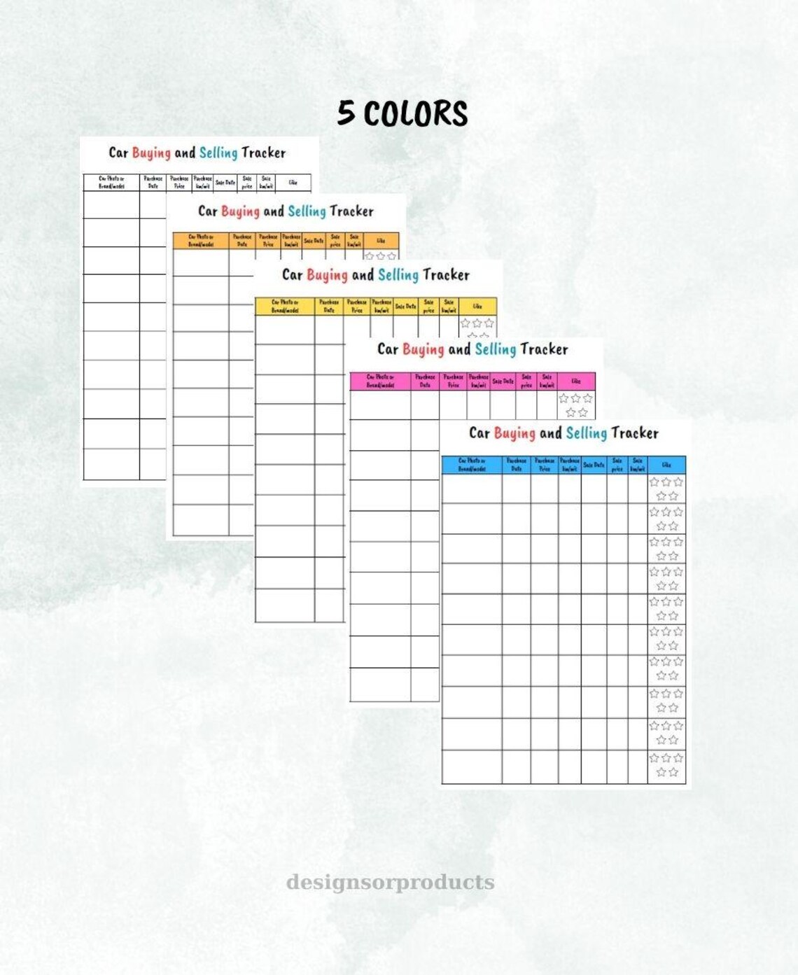 Car Buying and Selling Tracker, My Car Collection, Car Tracker, My Car ...