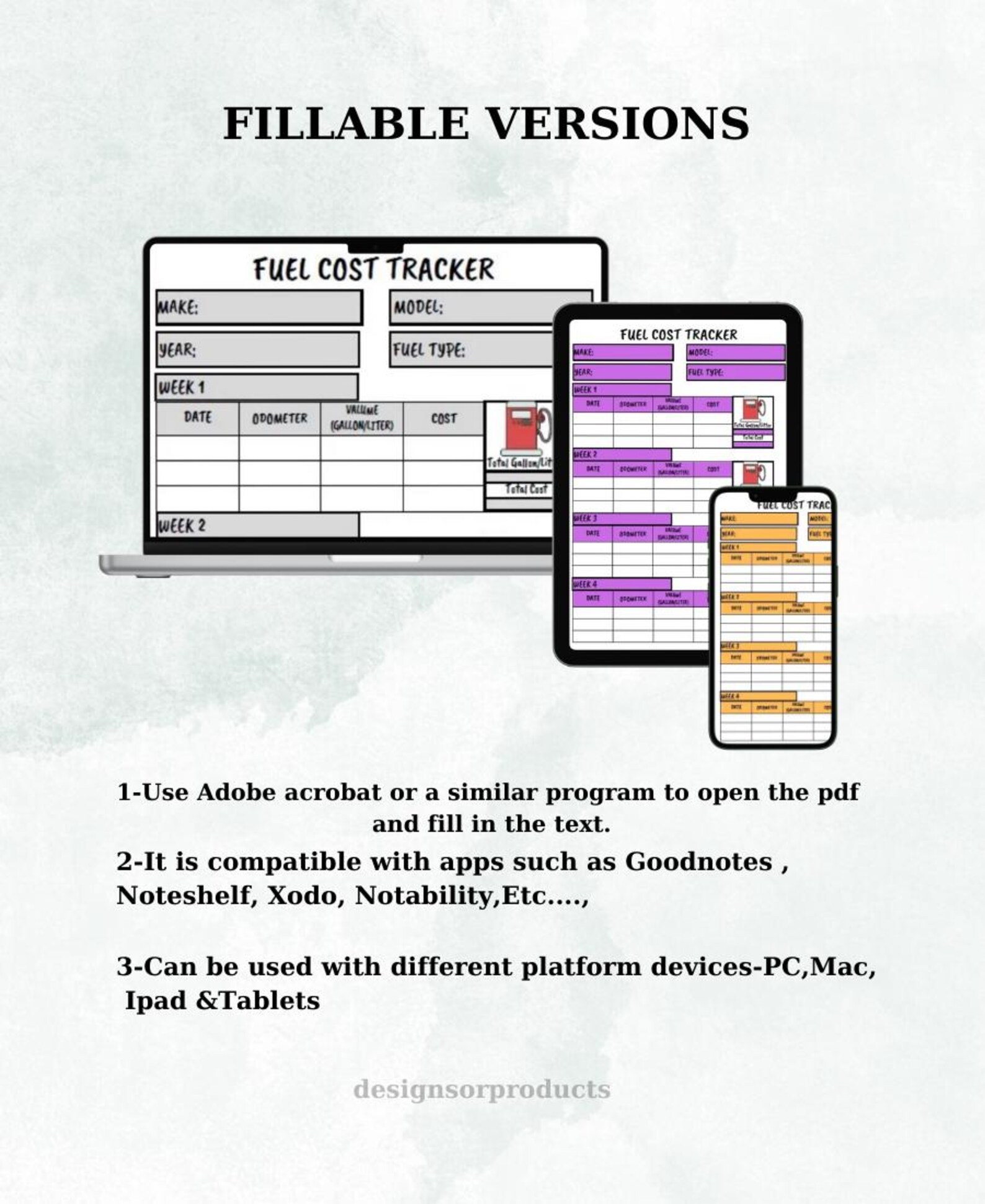 Printable Fuel Cost Tracker: Gas Mileage Log (PDF) - Etsy