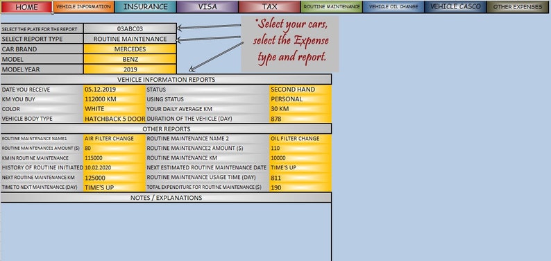 Car & Truck Expense Tracker: Excel Budget Planner - Etsy