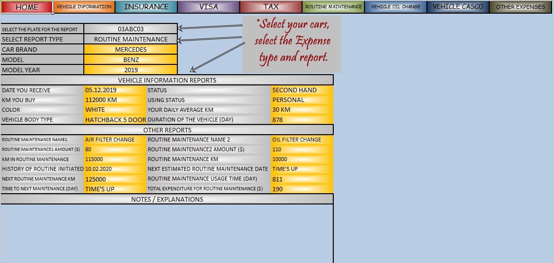 Car and Truck Expense Tracker - Budget Planning Tool for Your Vehicles ...