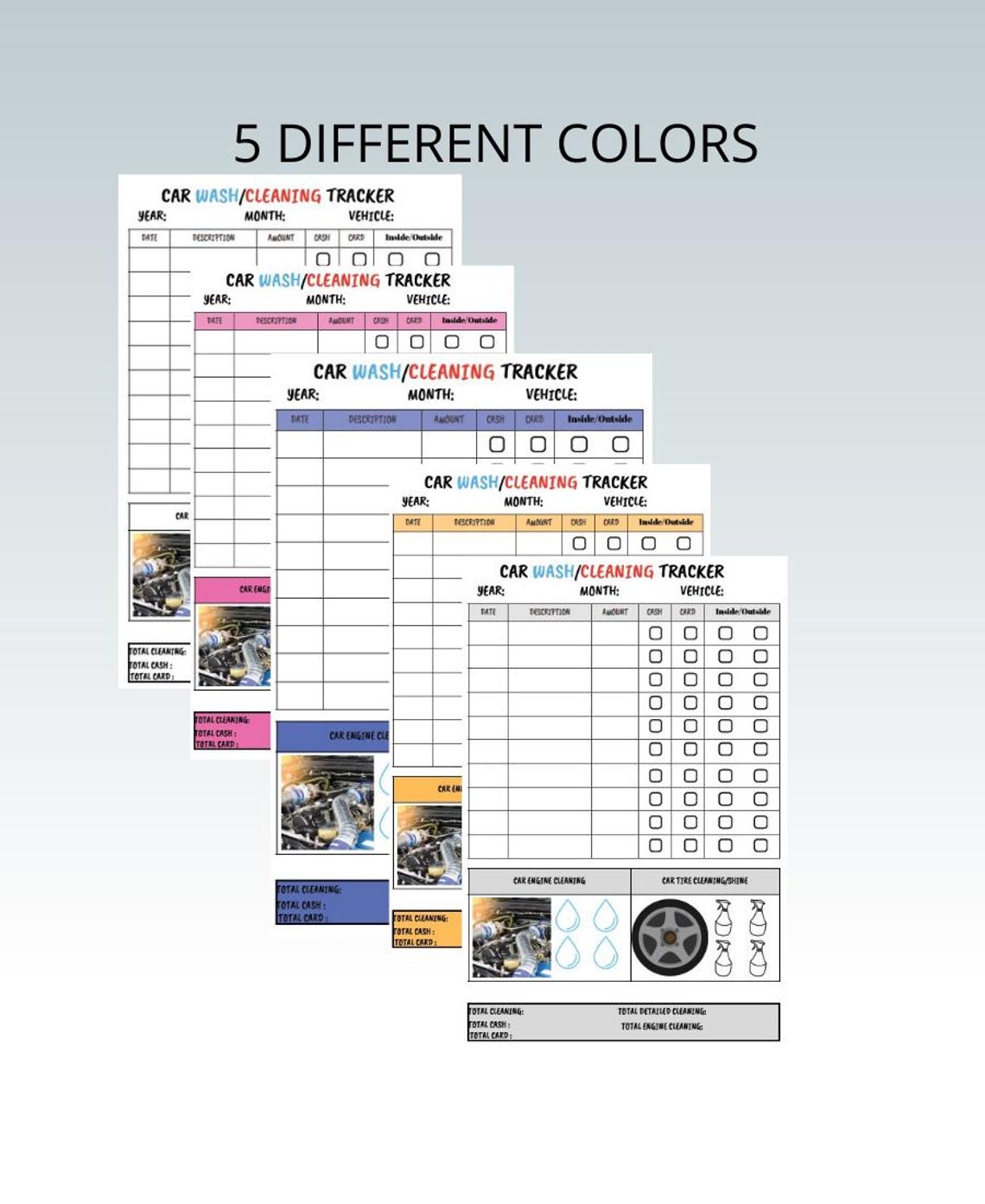 Car Wash Cleaning Tracker: Printable Planner & Log (PDF Download) - Etsy
