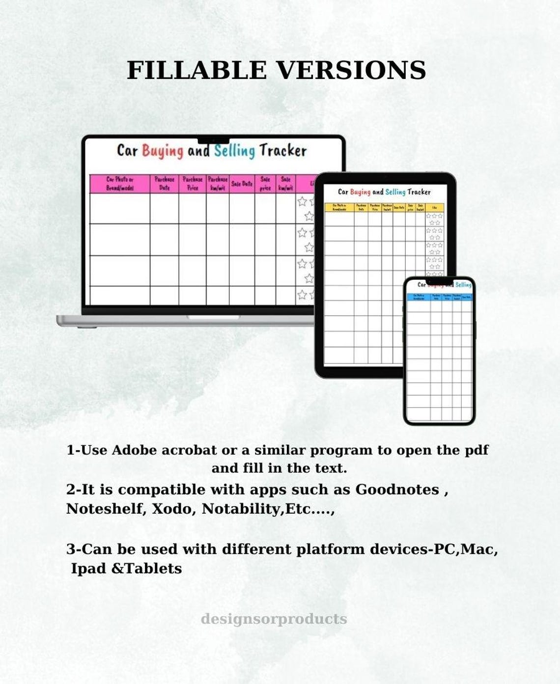 Car Buying and Selling Tracker, My Car Collection, Car Tracker, My Car ...