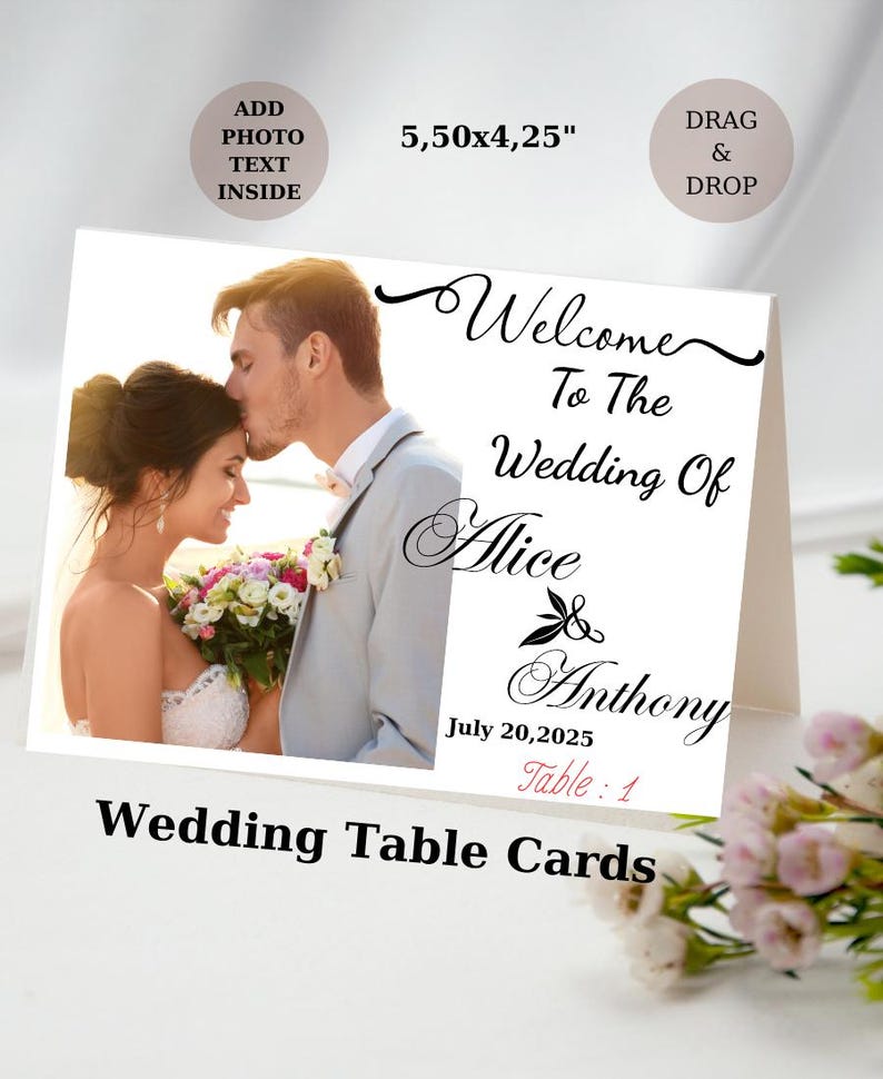 Editable Photo Table Tent Card Template: Party Place Card (canva ...