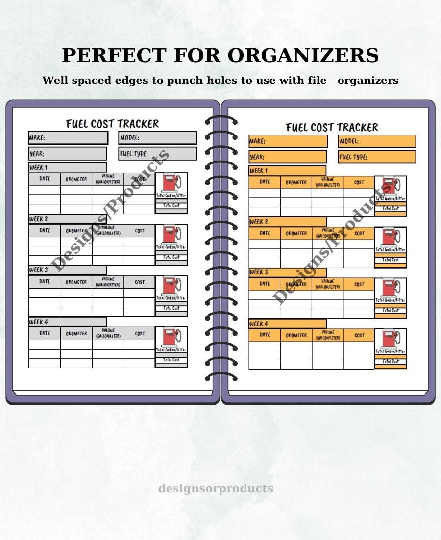 Printable Fuel Cost Tracker: Gas Mileage Log (PDF) - Etsy