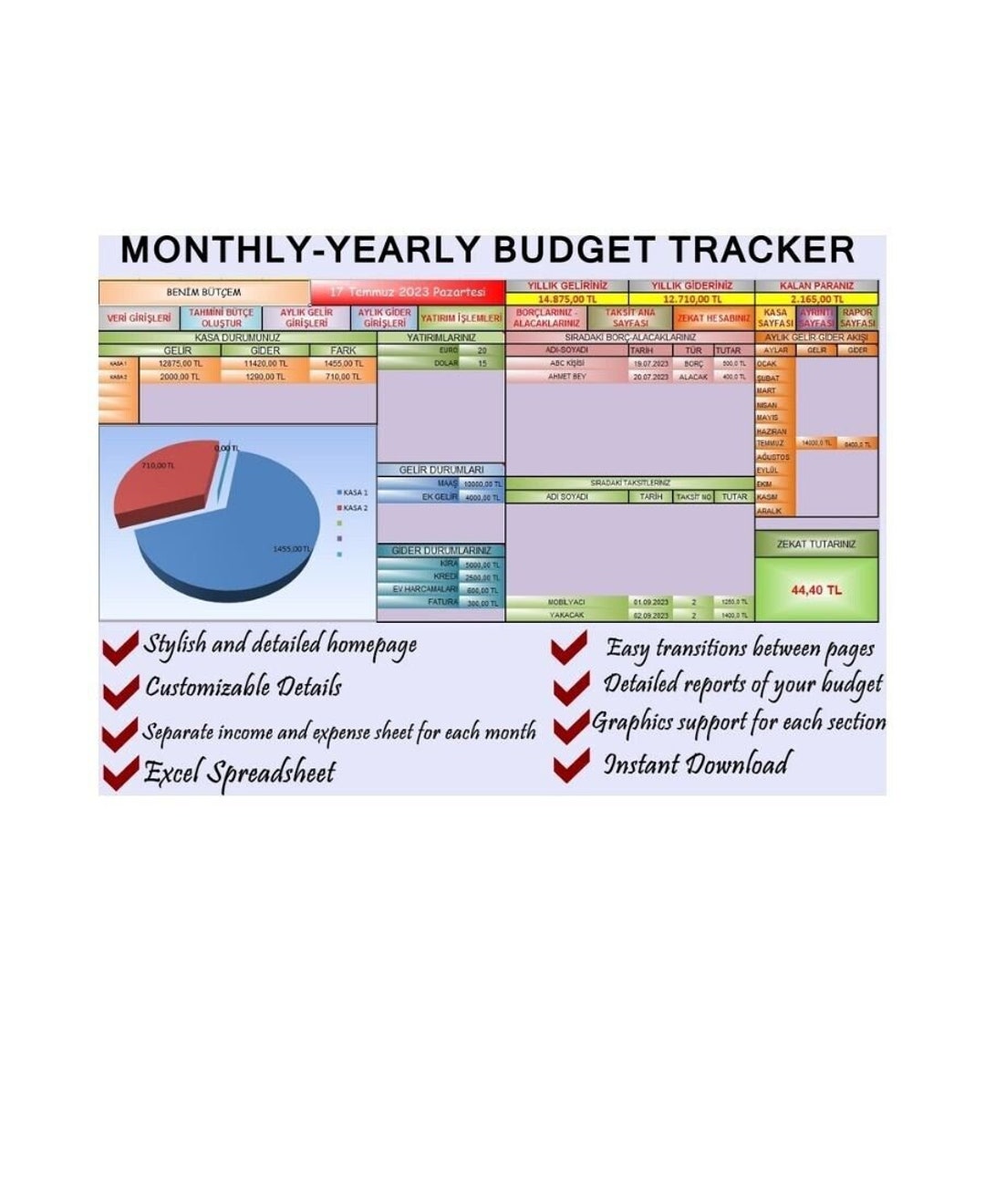 Excel Budget Planner: Monthly-annual Income and Expense Tracker ...