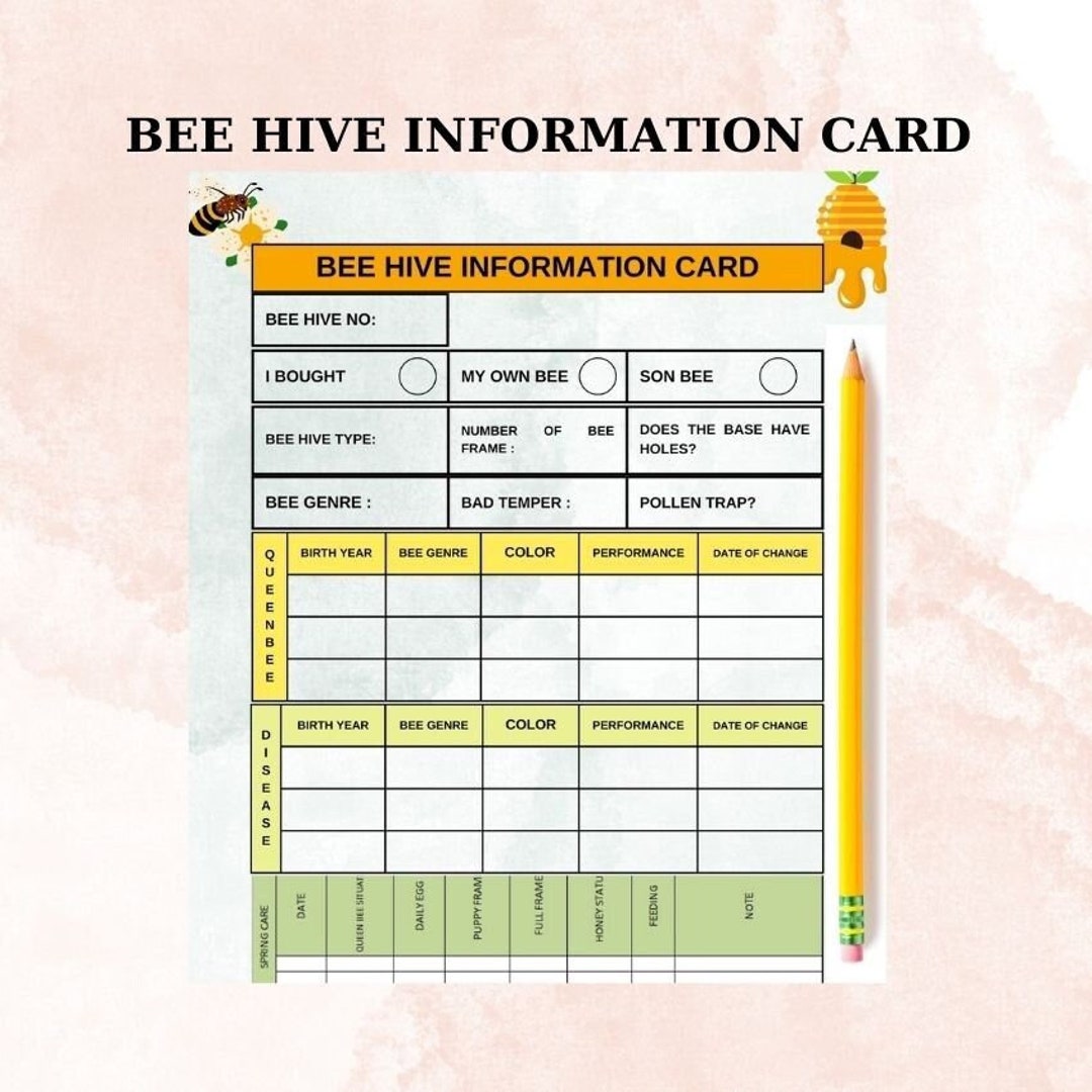 Beehive Information Card: Printable Beekeeper Hive Tracker (PDF) - Etsy
