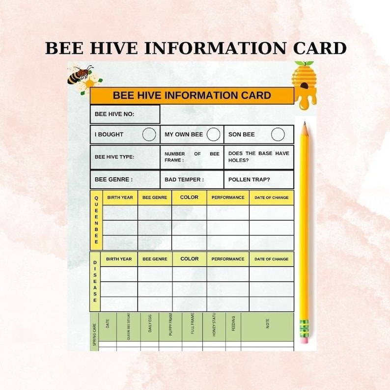 Beehive Information Card: Printable Beekeeper Hive Tracker (PDF) - Etsy