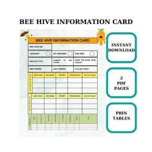Beehive Information Card: Printable Beekeeper Hive Tracker (PDF) - Etsy
