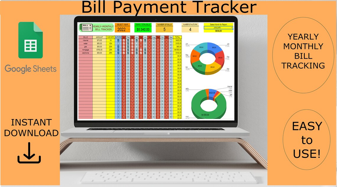 Bill Tracker/monthly Yearly Bill Tracker/bill Calender/expenses Tracker ...