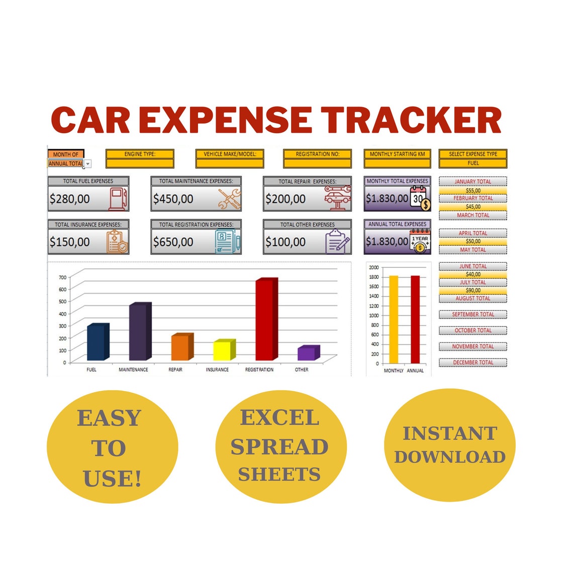 Car Expense Tracker,car Budget Tracker,car Budget,car Expense Planner ...