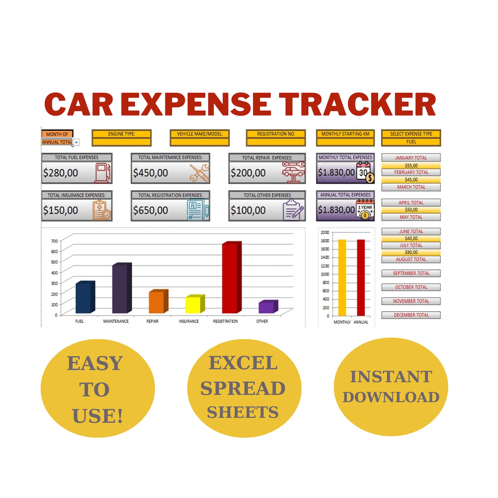 Car Expense Tracker,car Budget Tracker,car Budget,car Expense Planner ...