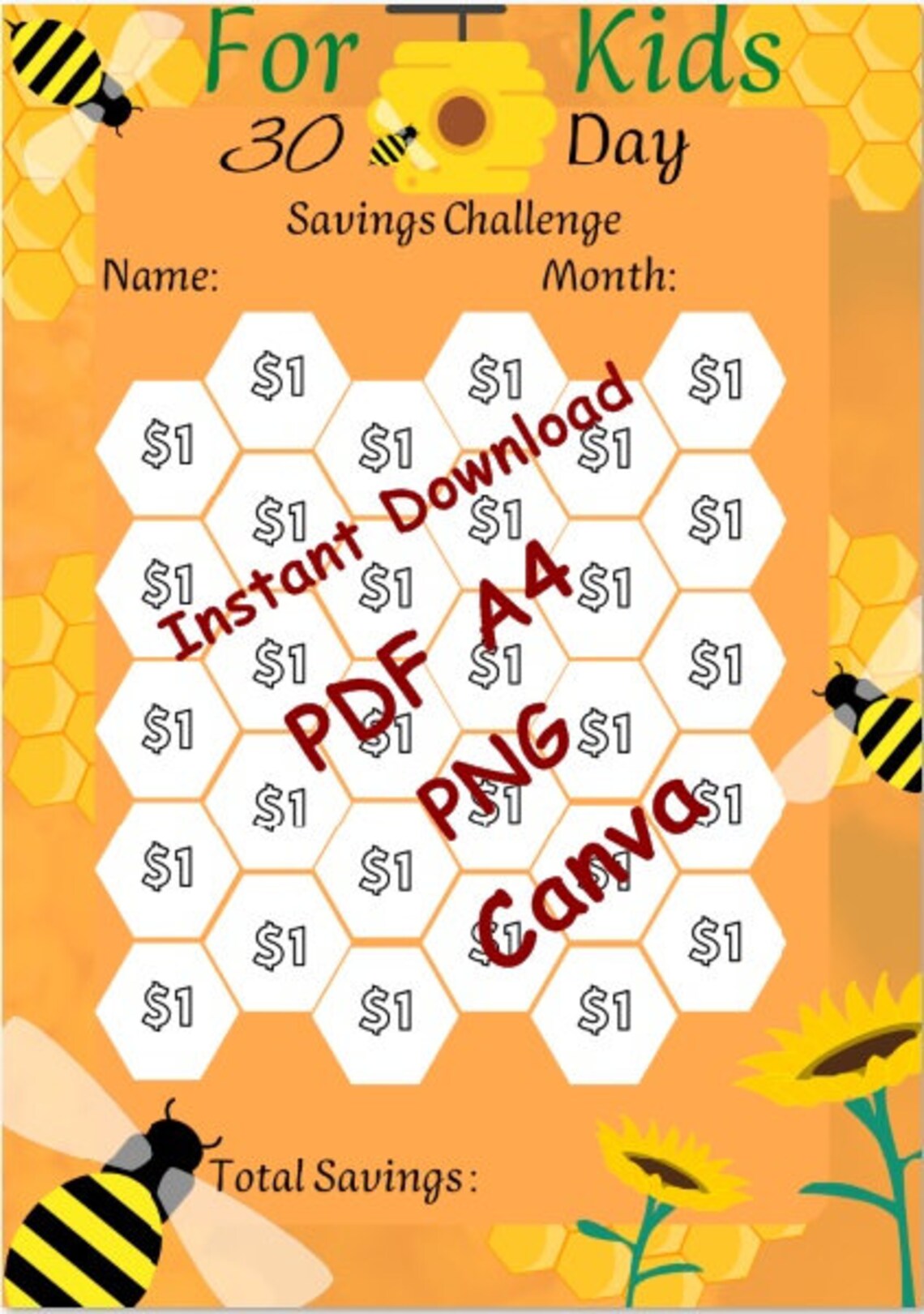 For Kids Saving Challenge/for Kids Money Saving/money Saving Tracker ...