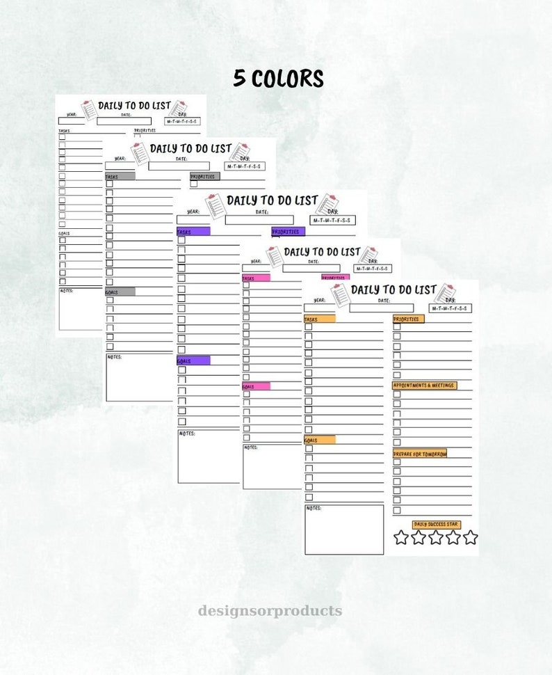 Daily to Do List Printable Template Daily Task List Daily Planner Daily ...