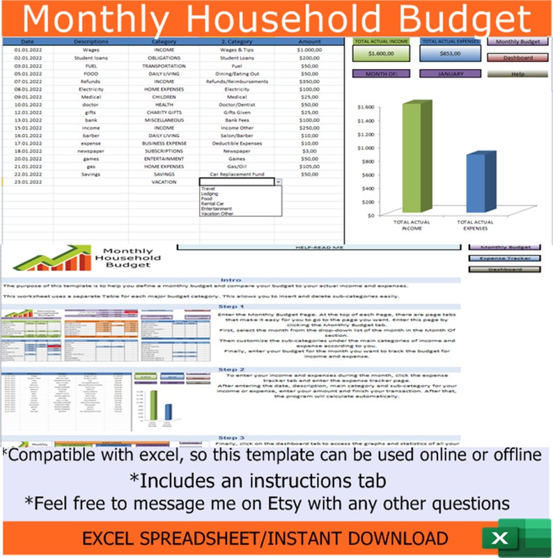Monthly Personal Budget Tracker/monthly Home Budget Tracker/excel ...