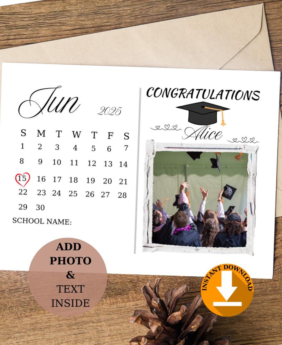 Personalized Graduation Calendar Card With Photo: Class of 2026 ...