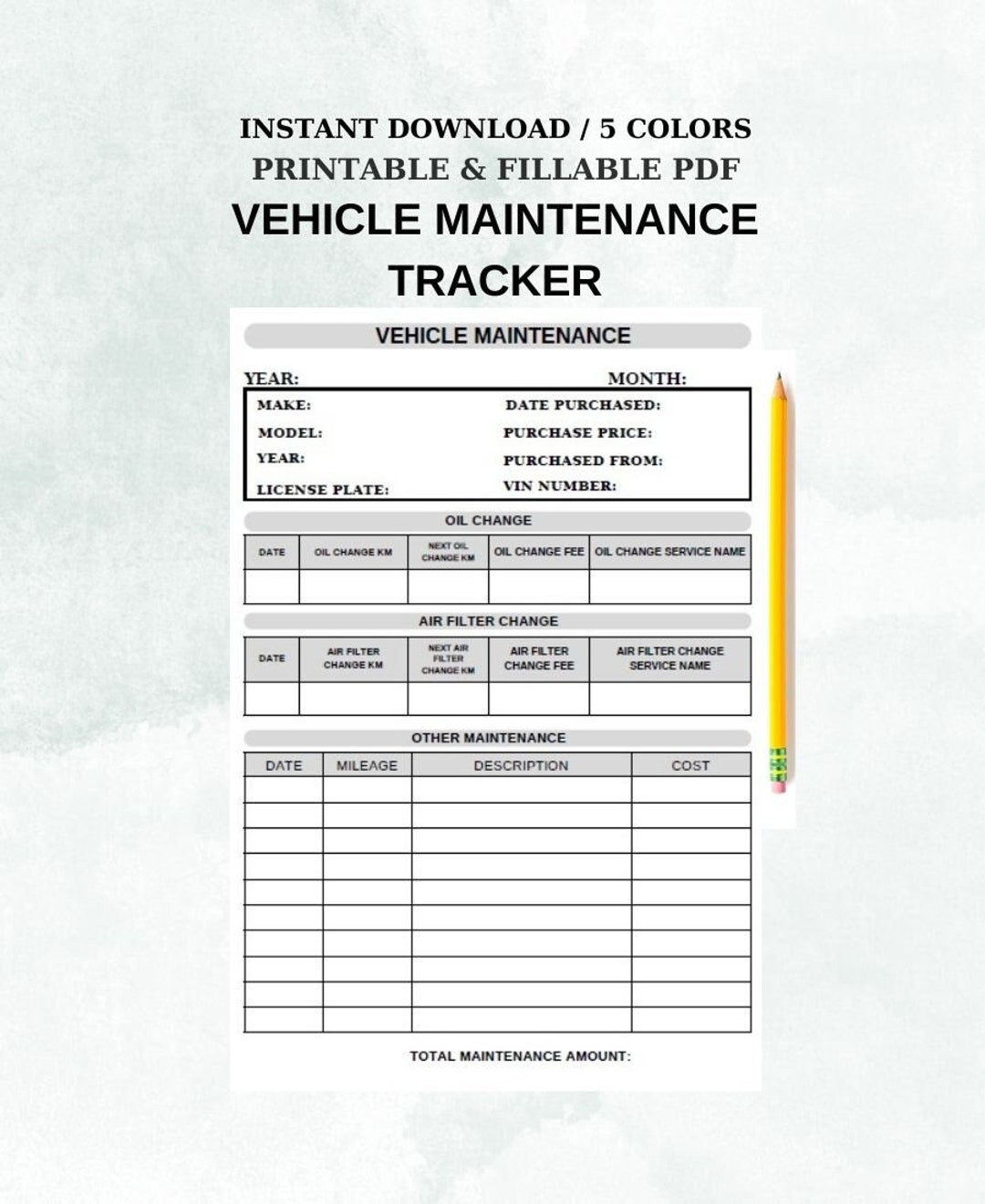 Vehicle Maintenance Log Book, Vehicle Service Tracker, Vehicle Repairs ...