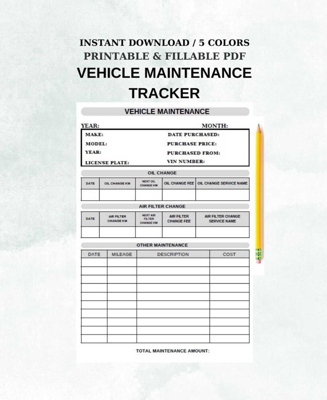 Vehicle Maintenance Log Book, Vehicle Service Tracker, Vehicle Repairs ...