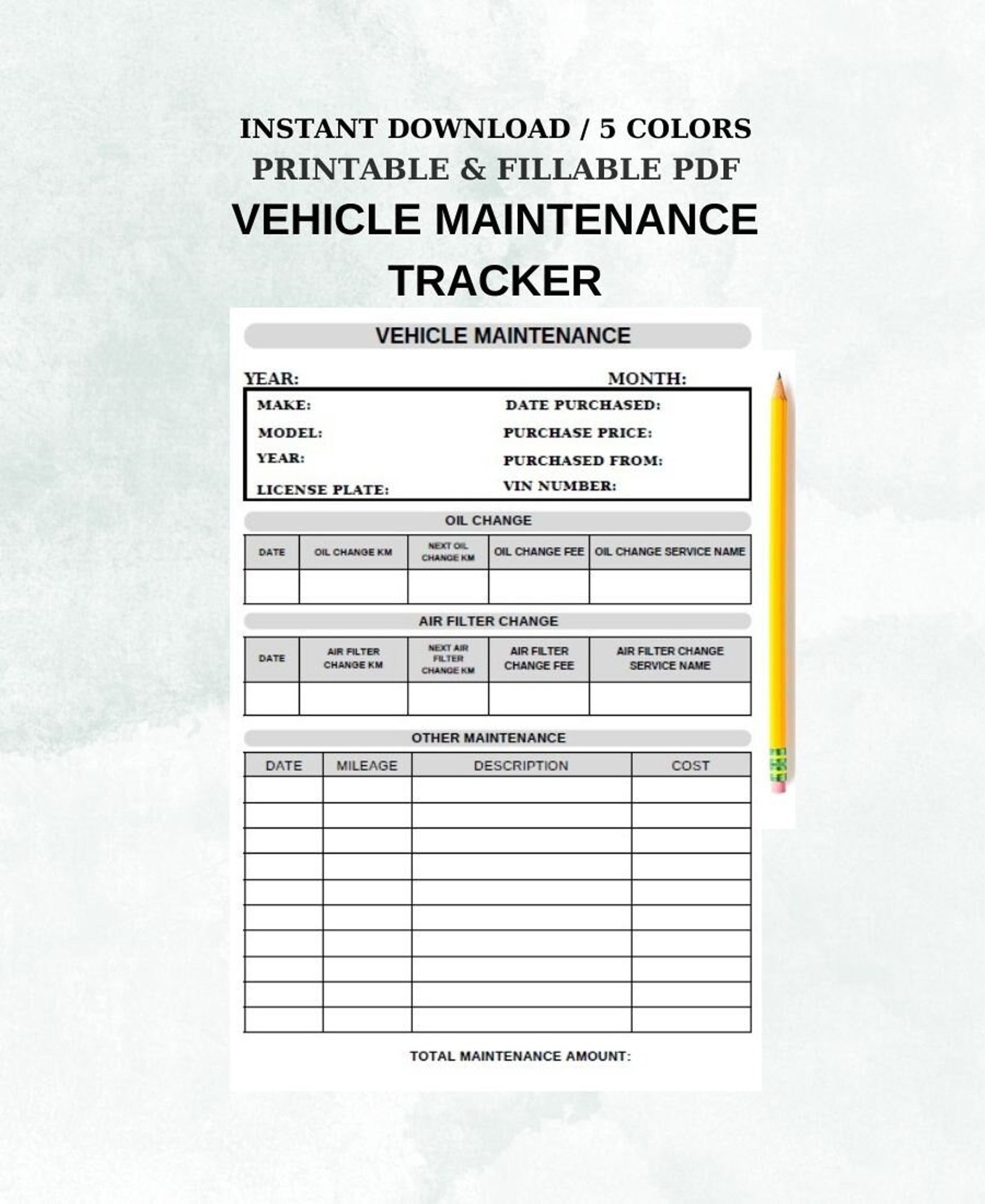 Vehicle Maintenance Log Book, Vehicle Service Tracker, Vehicle Repairs ...