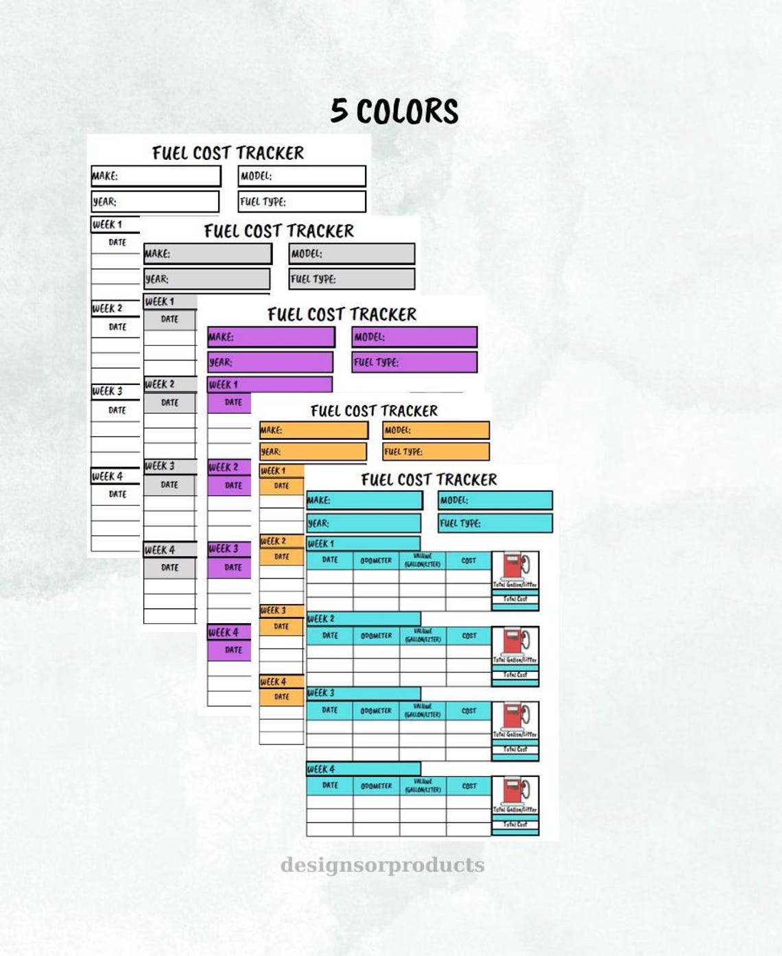 Printable Fuel Cost Tracker: Gas Mileage Log (PDF) - Etsy