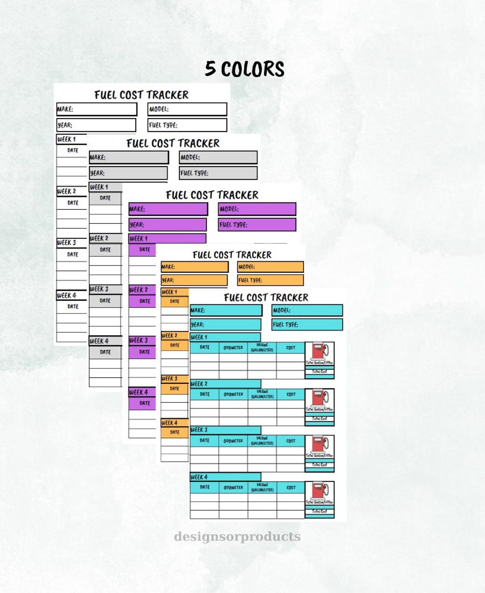 Printable Fuel Cost Tracker: Gas Mileage Log (PDF) - Etsy