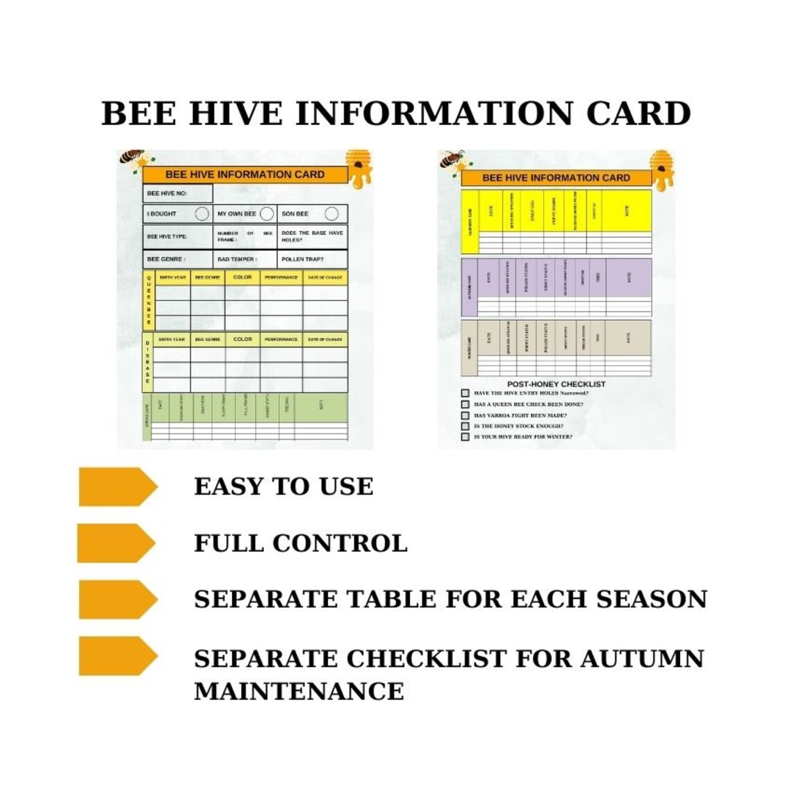 Beehive Information Card: Printable Beekeeper Hive Tracker (PDF) - Etsy