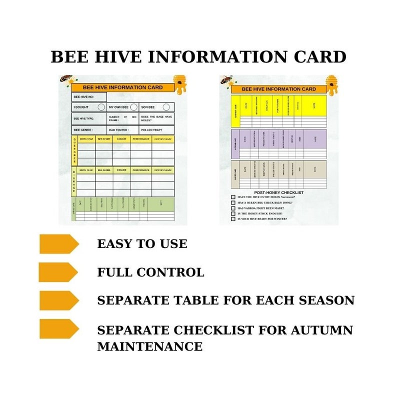 Beehive Information Card: Printable Beekeeper Hive Tracker (PDF) - Etsy