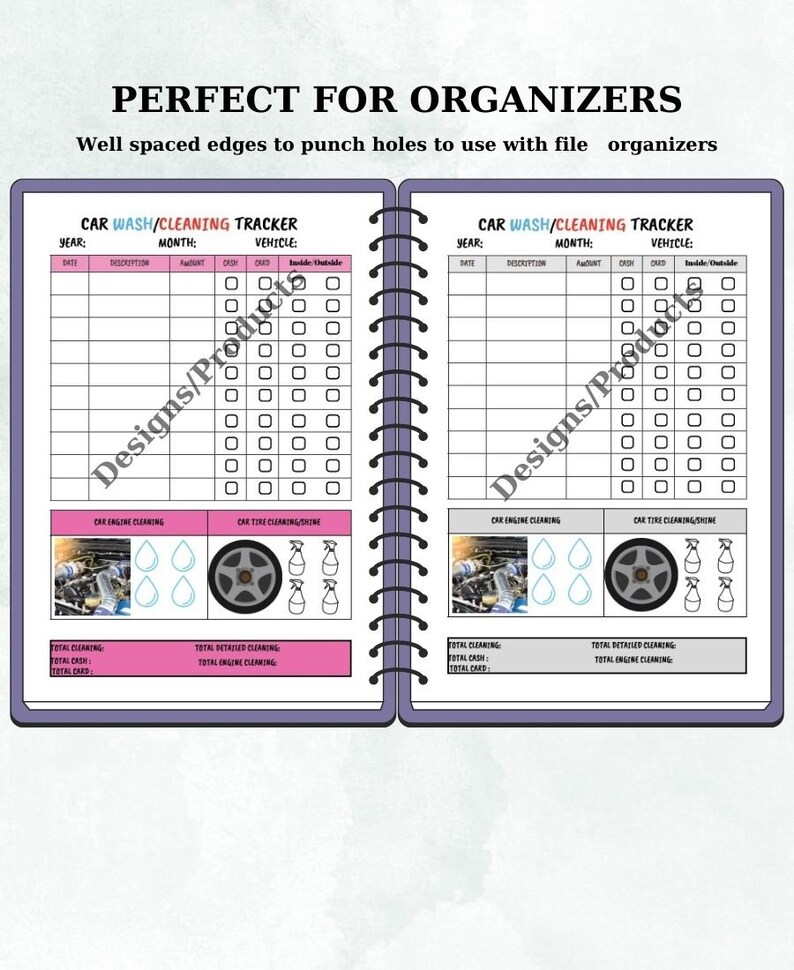 Car Wash Cleaning Tracker: Printable Planner (A4, A5, Letter) - Etsy