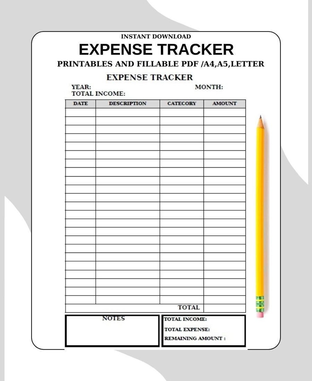 Printable Expense Tracker: Budget Log, A4/a5/letter (digital Download ...