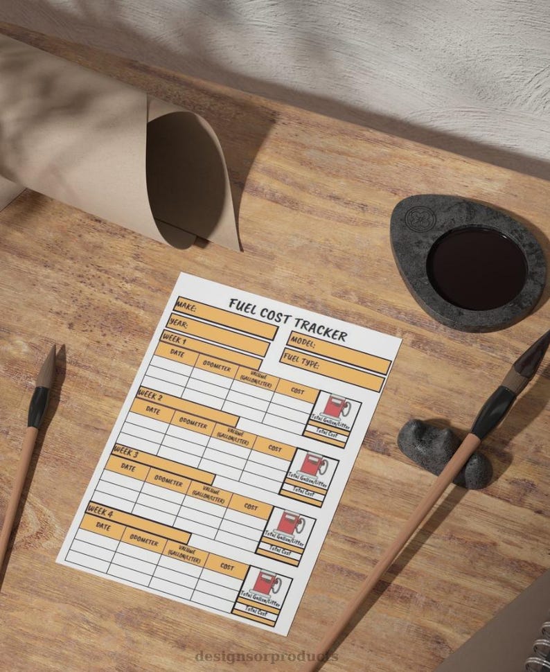 Printable Fuel Cost Tracker: Gas Mileage Log (PDF) - Etsy