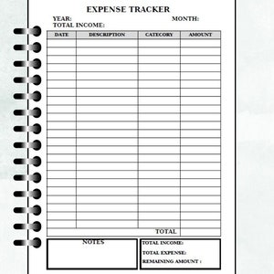 Expense Tracker, Spending Tracker, Expense Log, Purchase Log, Budget ...