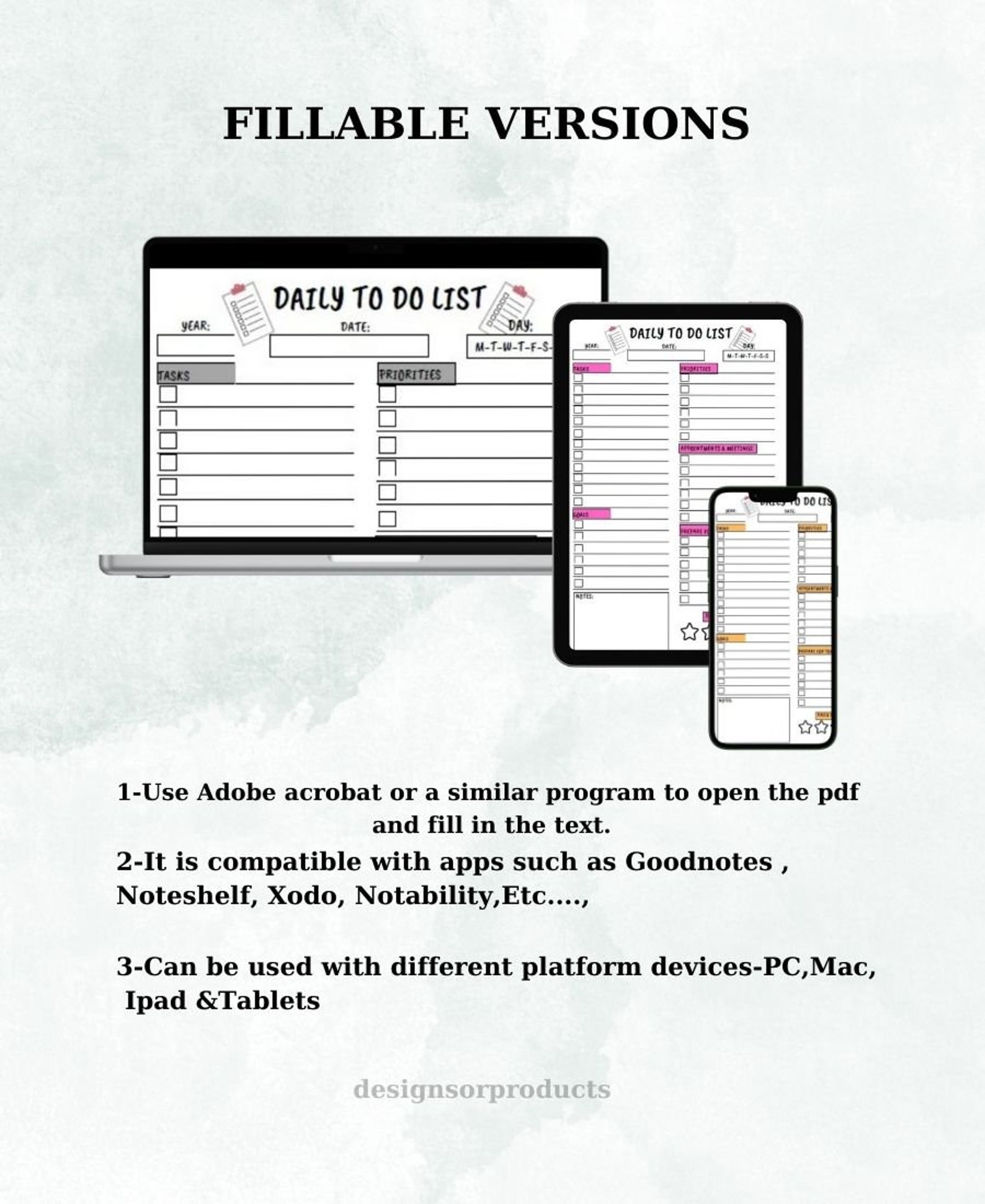 Daily to Do List Printable Template Daily Task List Daily Planner Daily ...