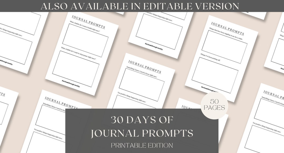 30 Day Journal Prompts, Business, Self Development, Self Love, 5 ...