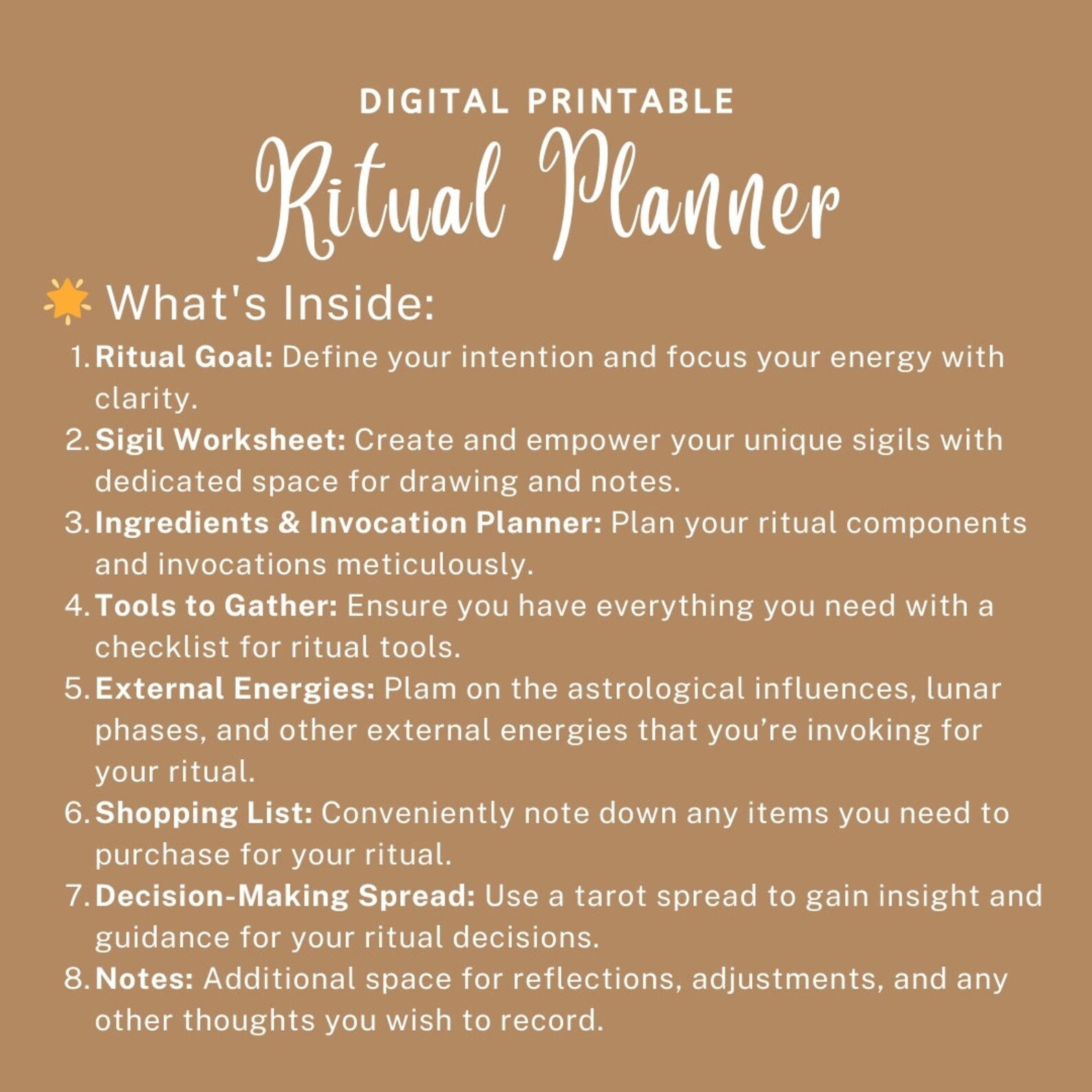 Ritual Planner | Witchy Planner | Printable Witchy Planner | Printable ...