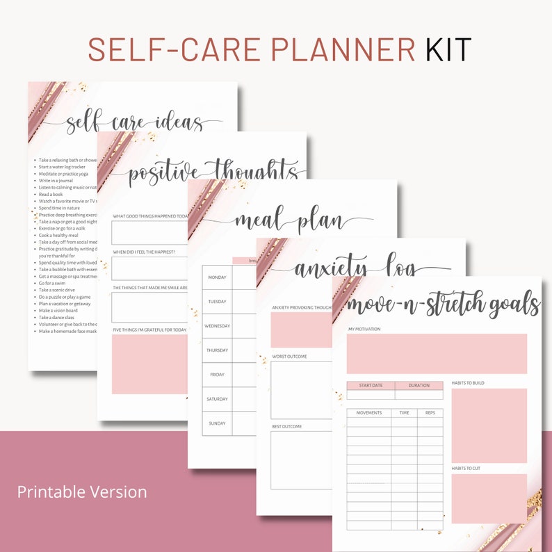 Self Care Planner Self Care Journal Self Care Planner Kit - Etsy