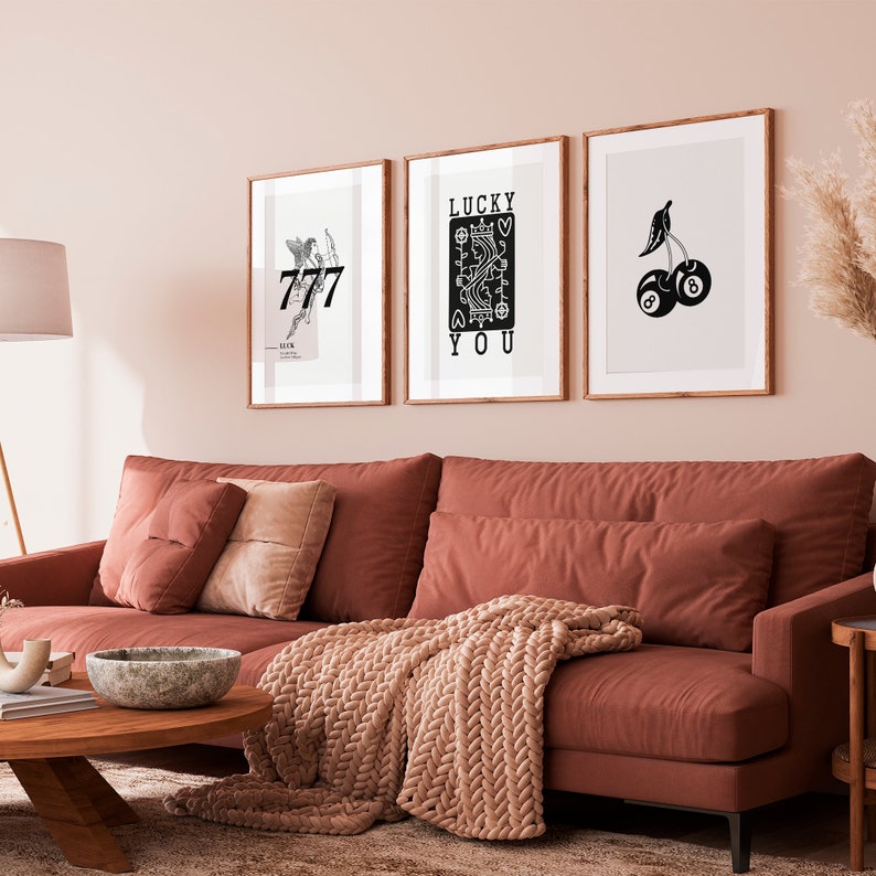 Lucky Angel Numbers Set of 3 777 Poster Lucky Print8 Ball - Etsy